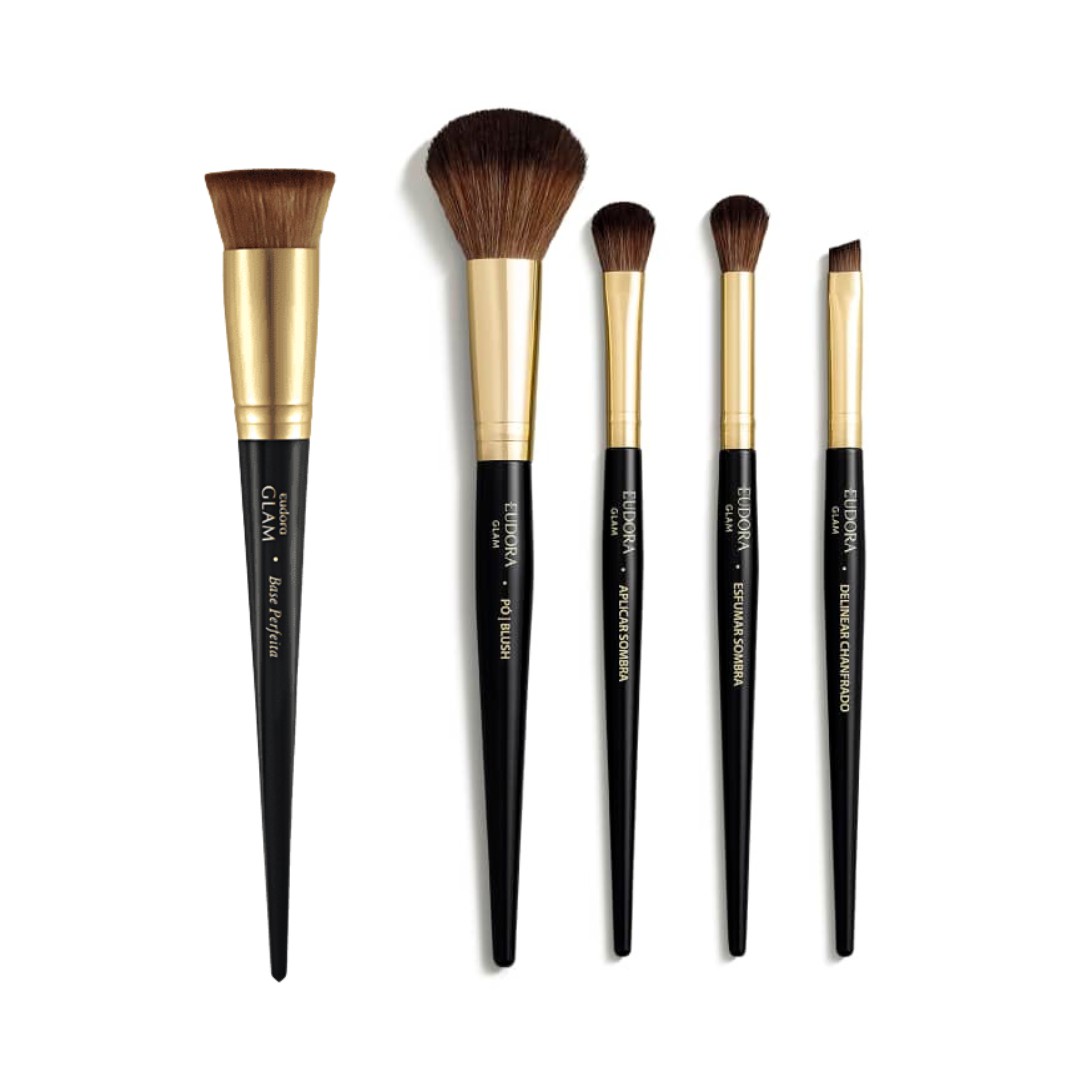 Kit Presente Pincéis Eudora Glam (5 itens) - Cosmeticos da ray