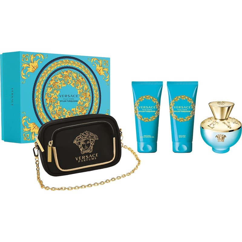 Kit Perfume Versace Dylan Turquoise 100ml + Body Gel 100ml + Shower Gel ...
