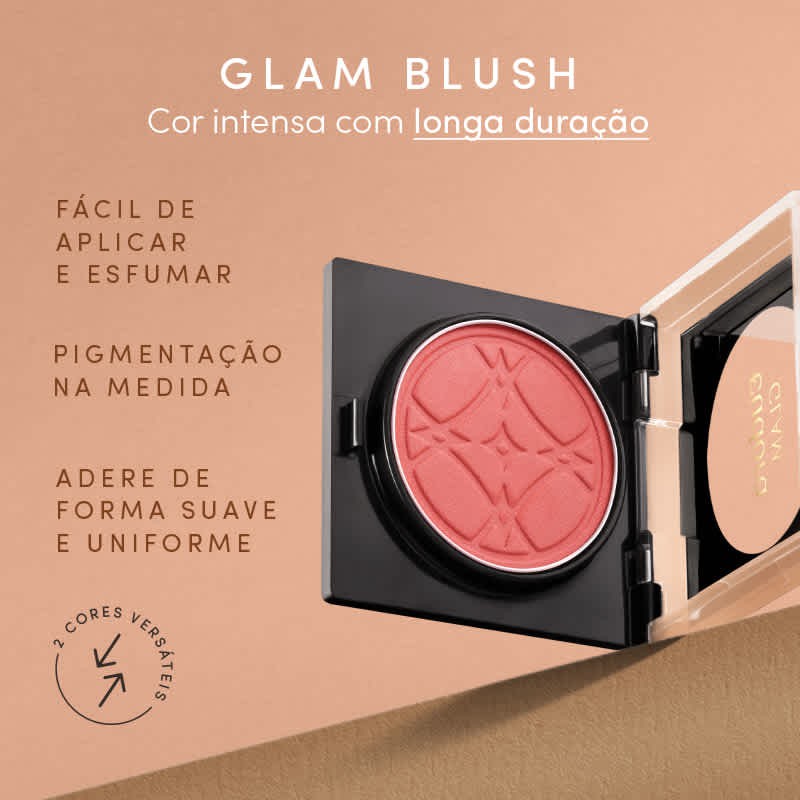 Blush Pêssego Peach Bellini Eudora Glam 5g - Cosmeticos da ray