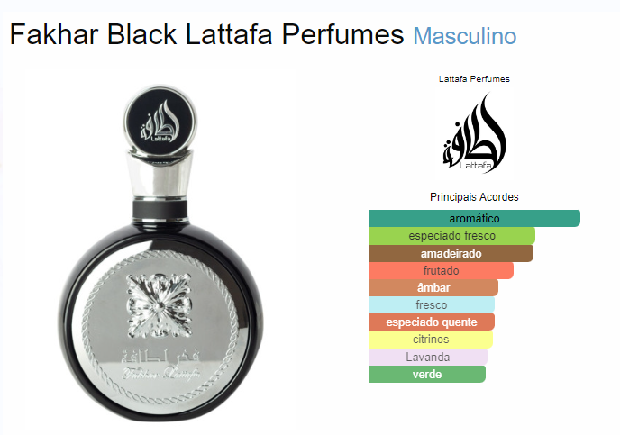 Perfume Fakhar Black Lattafa Eau de Parfum - Perfume Árabe Masculino 100ml - Cosmeticos da ray