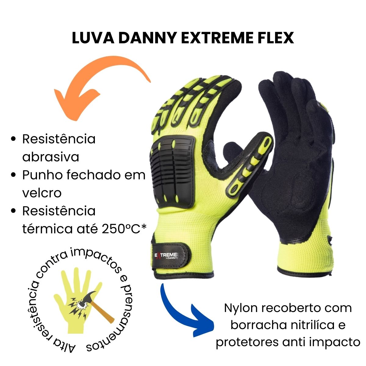 Luva Danny Anti Impacto Extreme Flex CA31901 - Casa das Luvas EPI