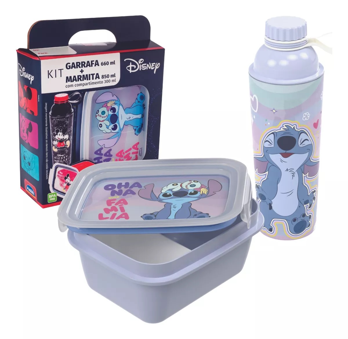 Kit Garrafa e Marmita Stitch - Plasútil - Ipaper