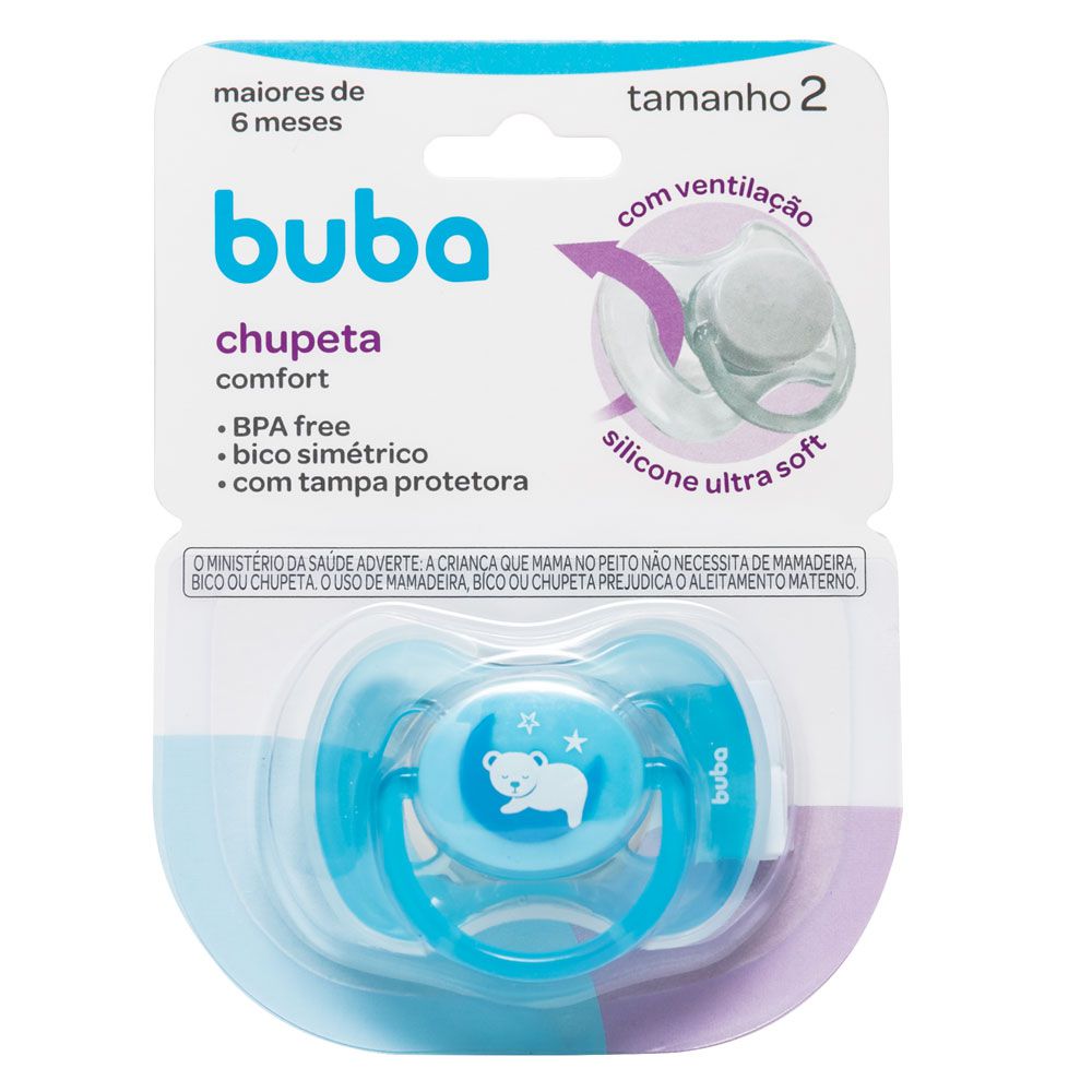 Chupeta Comfort 6m+ Tam 2 Buba Ursinho Azul - Pequenos Travessos ...