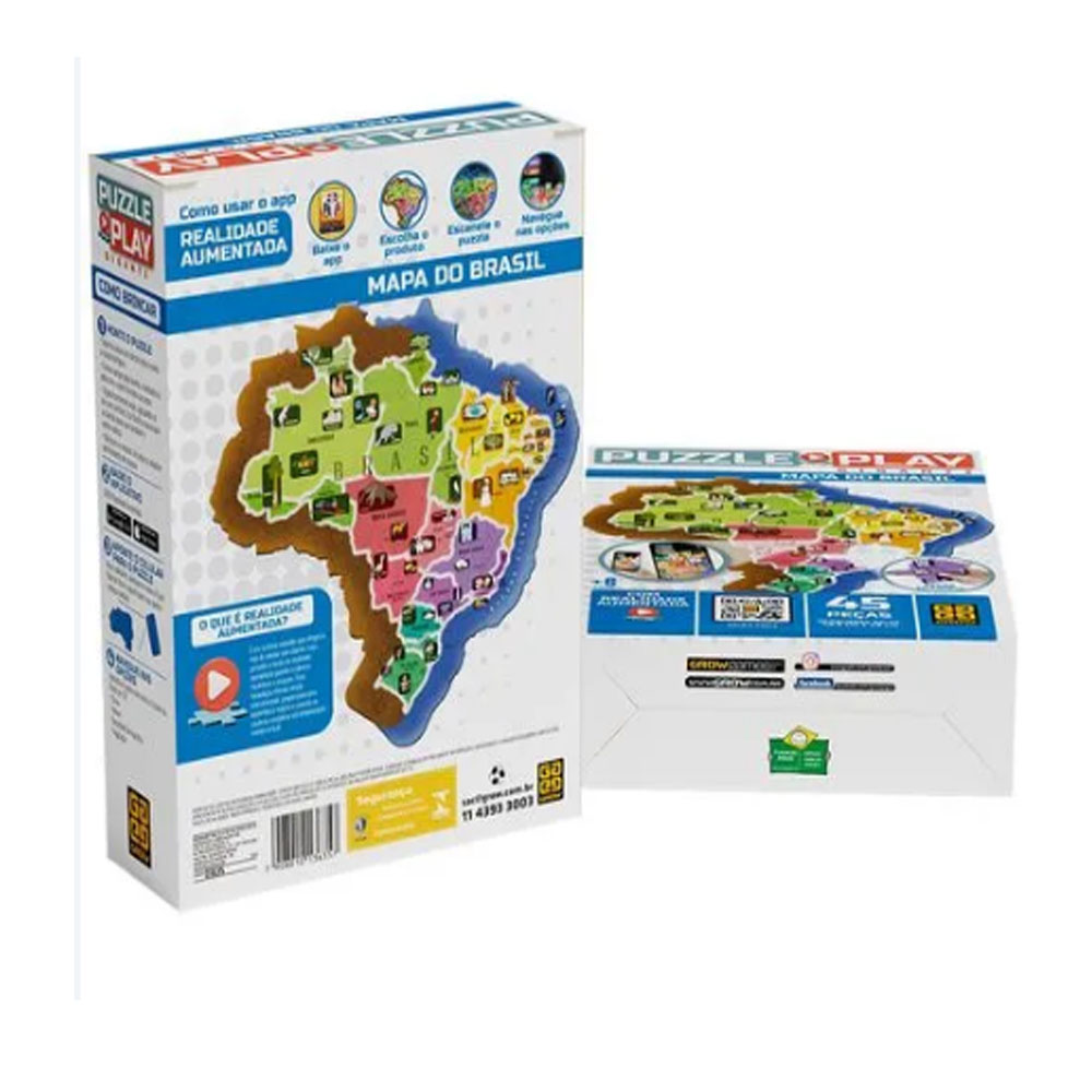 Jogo Mapa Do Brasil Puzzle Play 45 Peças Grow - Pequenos Travessos ...