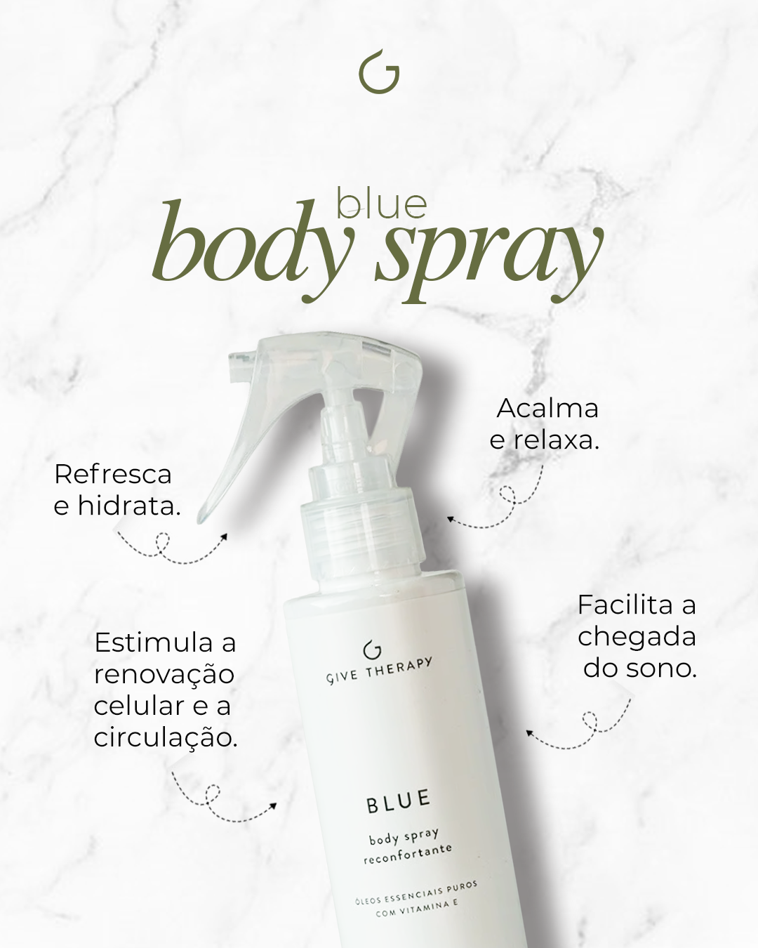 Body Spray Corporal BLUE 120ml - Hidratante, Relaxante - Give Therapy