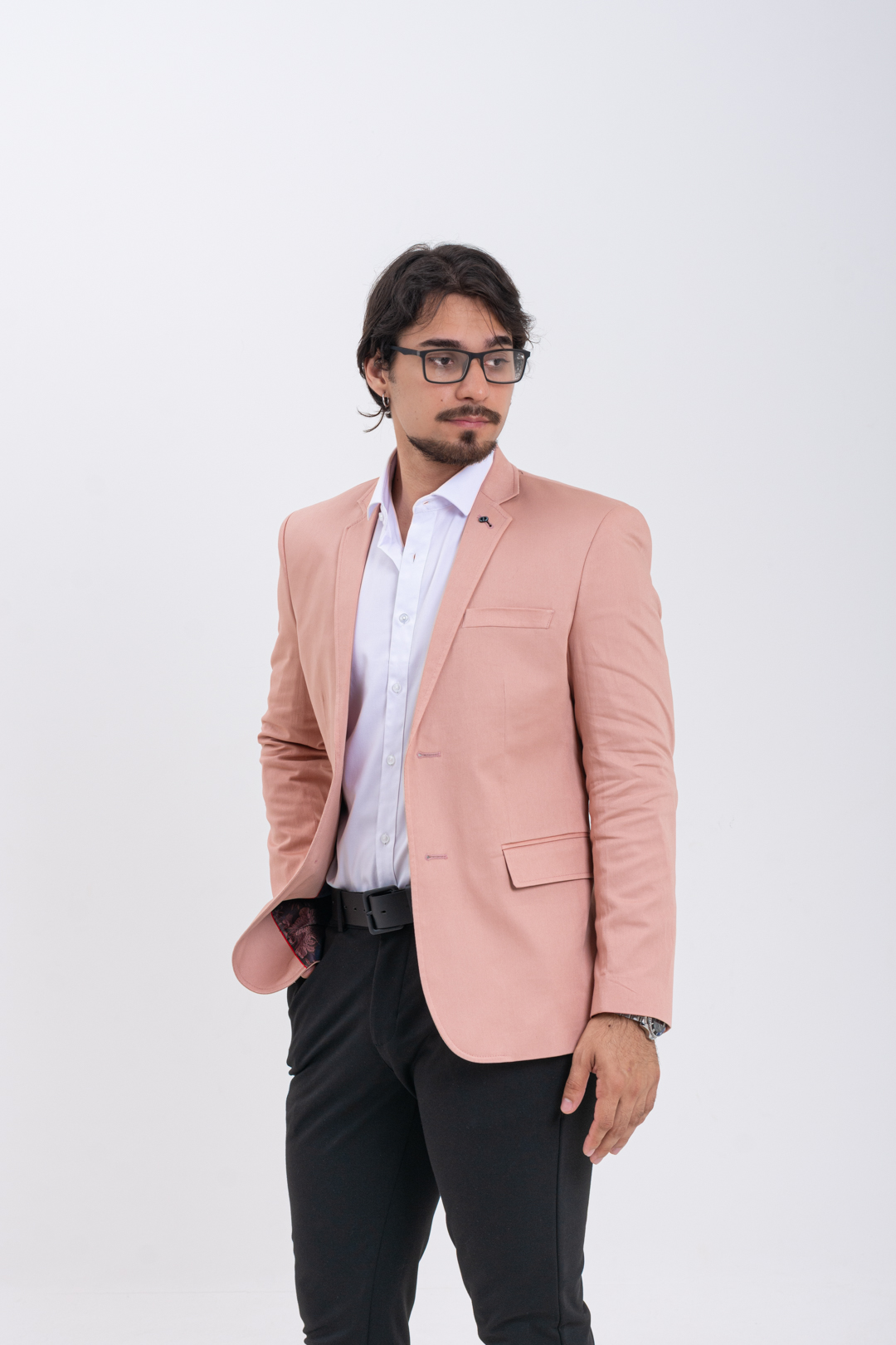 Blazer Masculino Sarja Premium Slim com Elastano Rosa Claro Pataloo ...