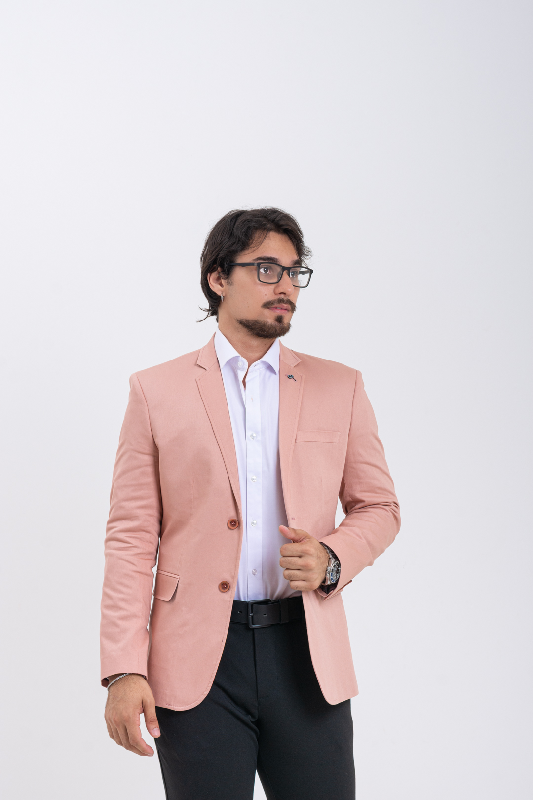 Blazer Masculino Sarja Premium Slim com Elastano Rosa Claro Pataloo ...