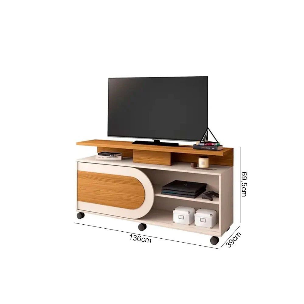 RACK BANCADA HB ORBIS 1.36 CINAMOMO/OFF WHITE - Paz Móveis