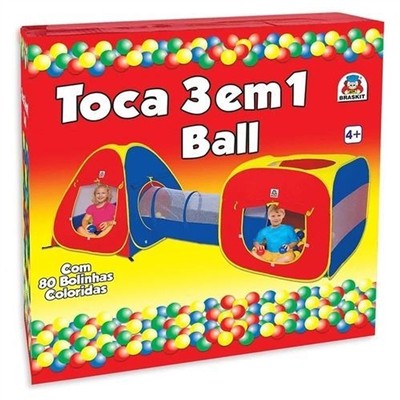 Toca Ball -3 Em 1 - Com 80 Bolinhas - 4600 - Braskit - Real Brinquedos