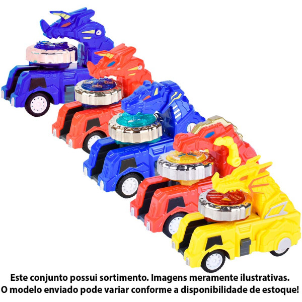 Pião Zip Zap Lançador Dino - DMT6294 - Dm Toys - Real Brinquedos