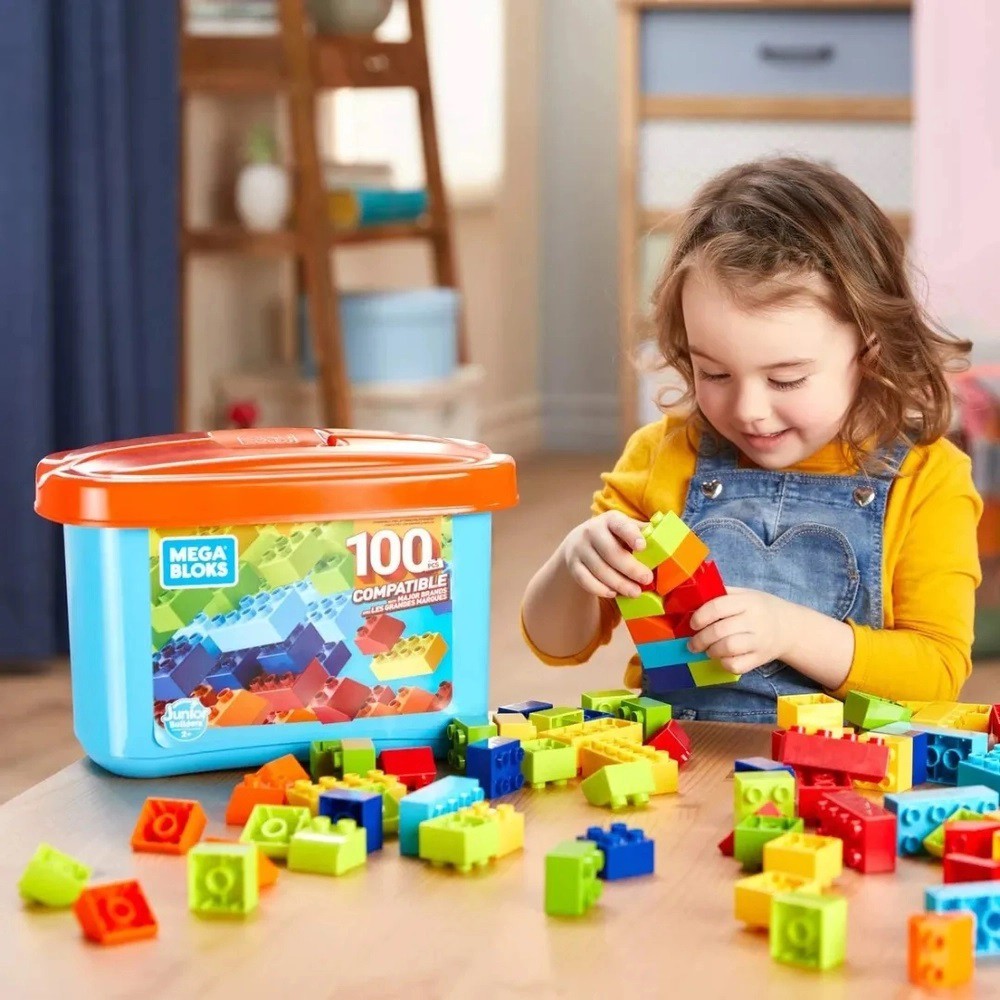 Caixa Blocos de Montar - 100 peças - Mega Blocks Júnior - Real Brinquedos