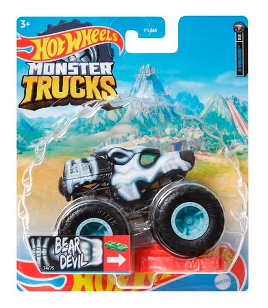 Hot Wheels Monster Trucks 1:64 - Bear Devil W-wreckers - FYJ44 - Real ...