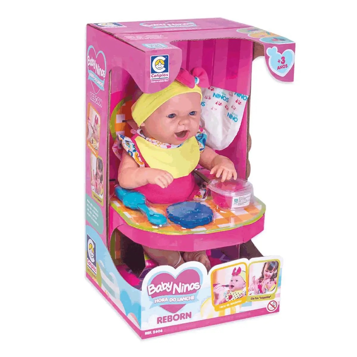 Boneca Baby Ninos - Hora Do Lanche Reborn - 2406 - Cotiplás - Real ...