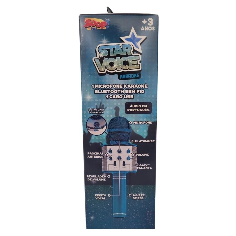 Microfone Infantil - Star Voice - Bluetooth - Azul - ZP00995 - Zoop T ...
