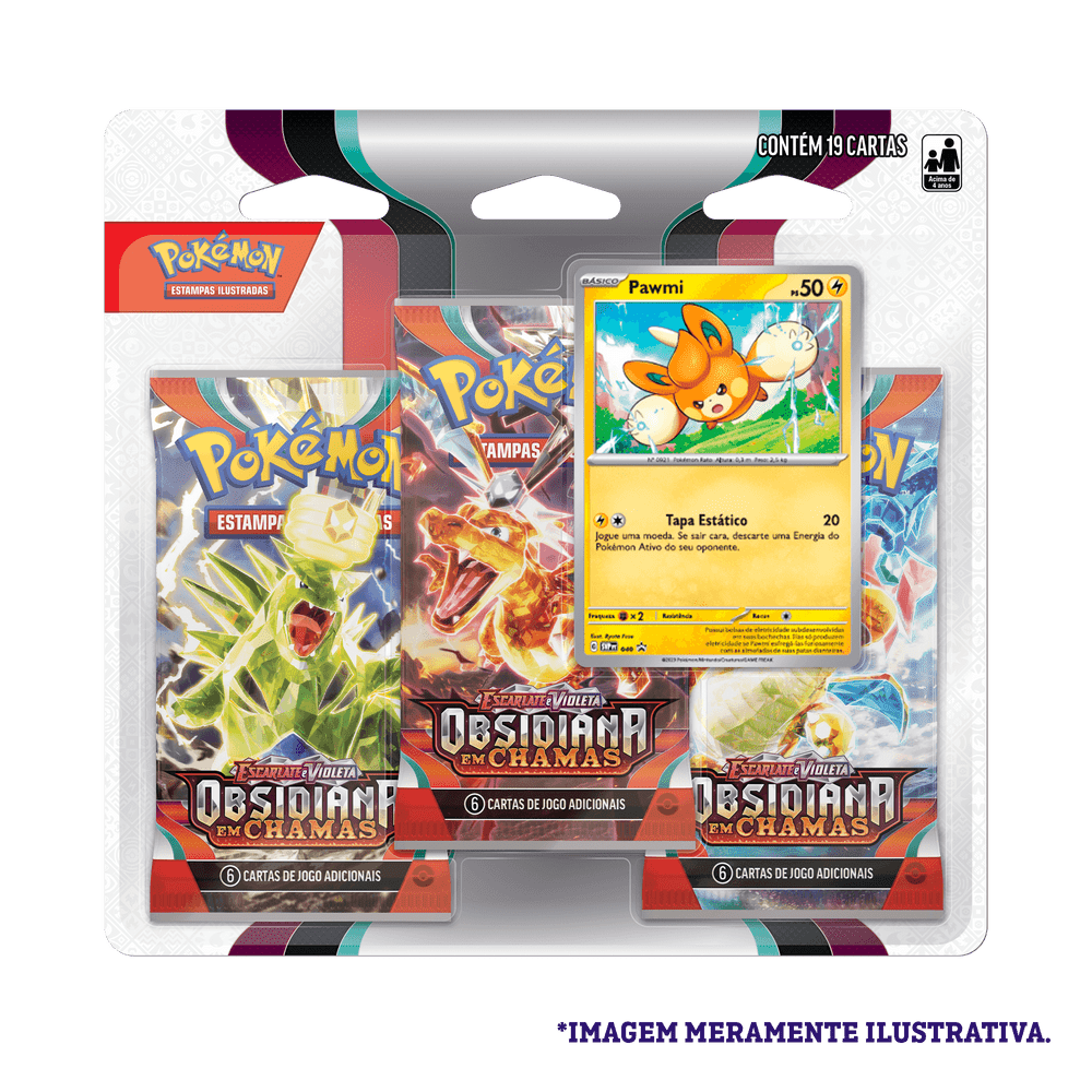 Pokémon Triple Pack Pawmi - Escarlate e Violeta Obsidiana em Chamas- 3 ...