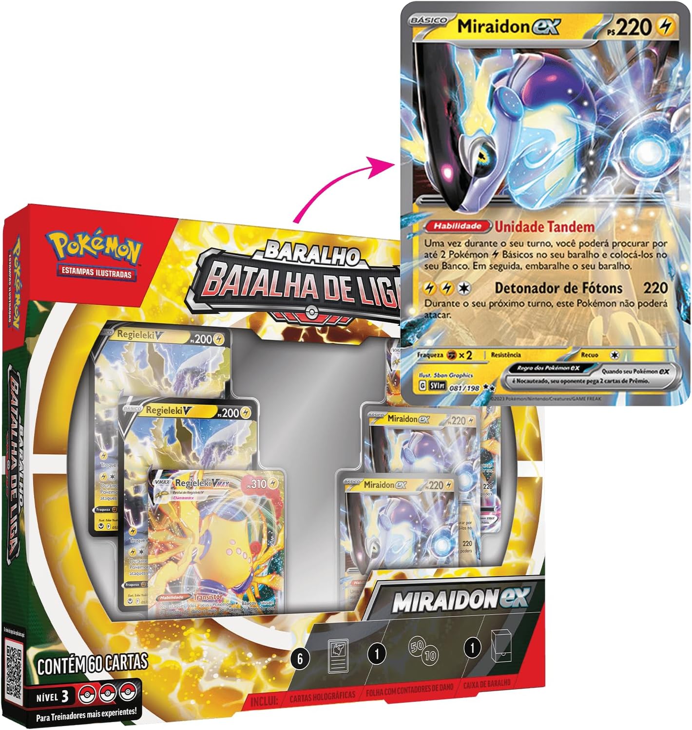 Box Pokémon Batalha De Liga Pokémon Miraidon Ex - 33598 - Copag - Real ...