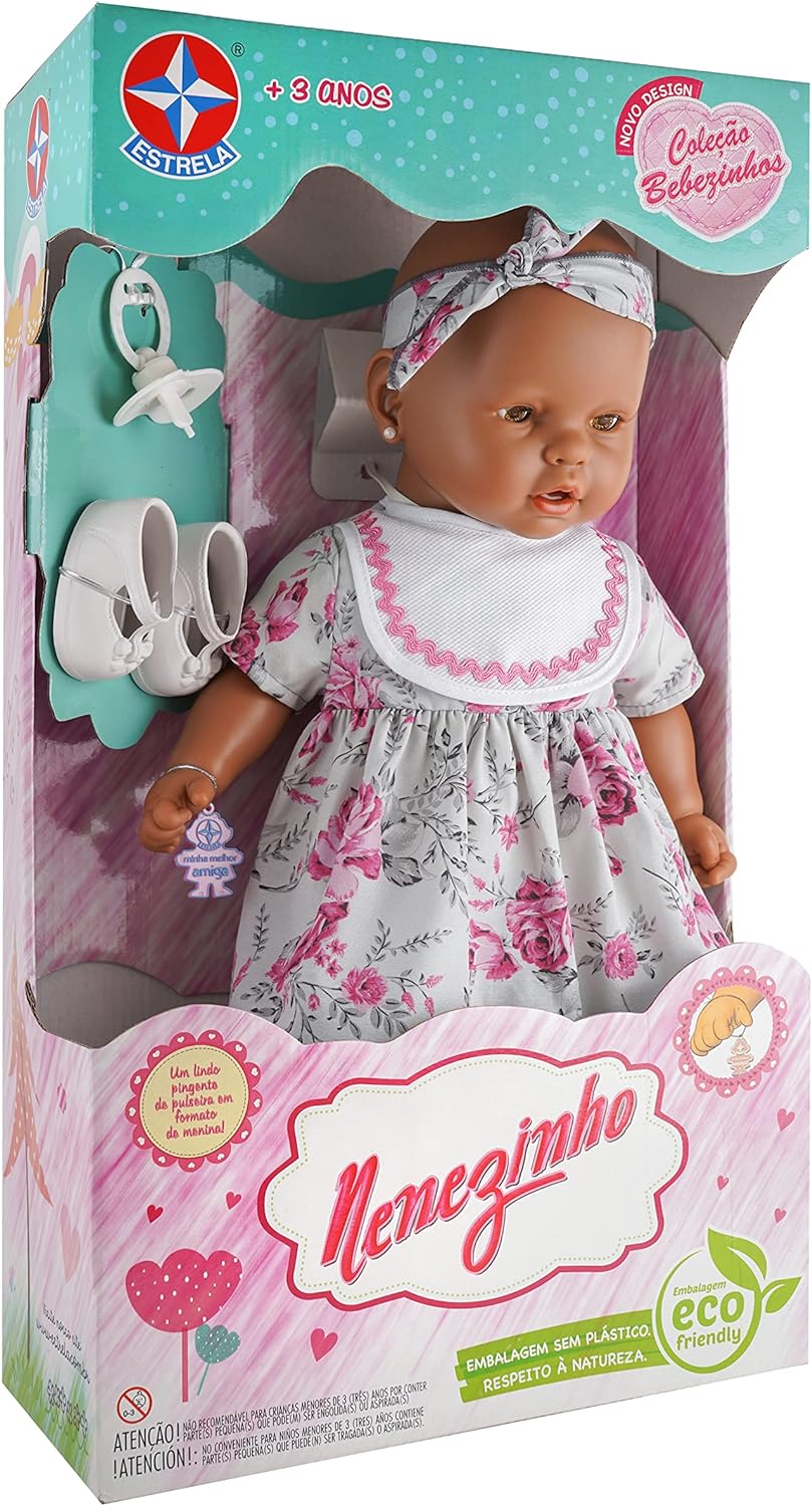 Boneca Nenezinho Negro Vestido Rosa 44 cm - 3000053 -Estrela - Real ...