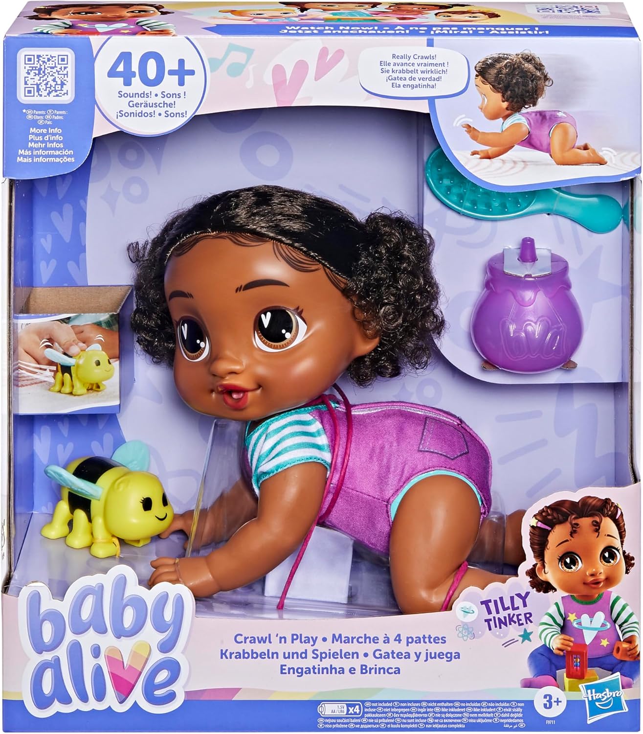 Boneca Baby Alive Negra Tilly Engatinha e Brinca - F9711 - Hasbro ...