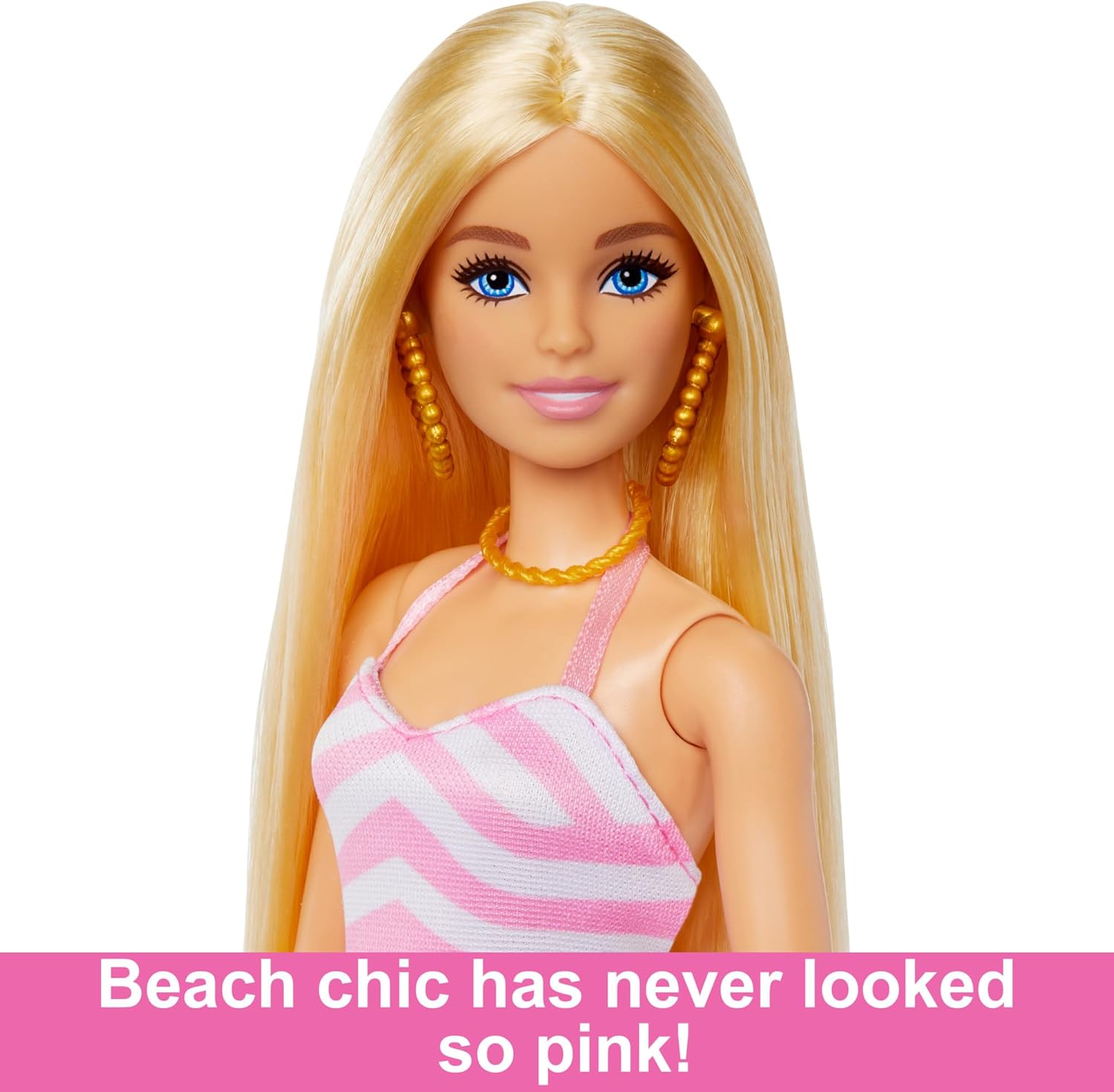 Boneca Fashion Barbie Dia de Praia Malibu HPL73 Mattel - Real Brinquedos
