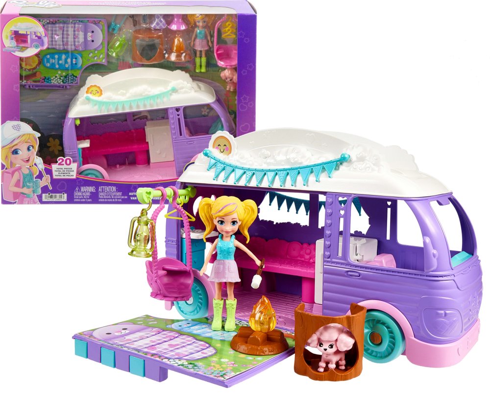 Polly Pocket Camper Van Boneca e Pet Playset JCC32 - Mattel - Real ...
