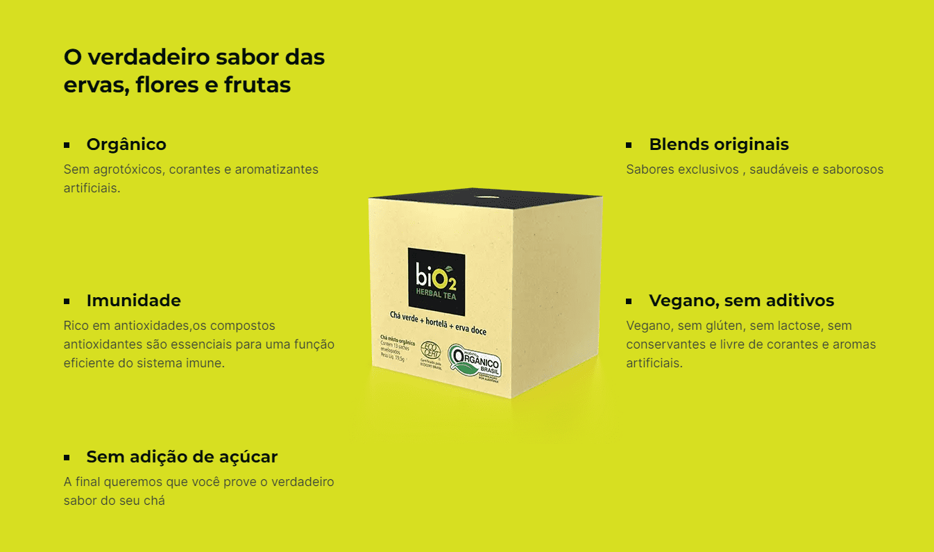 Chá Verde, Hortelã e Erva Doce Orgânico biO2 Herbal Tea Caixa - Evolveg ...