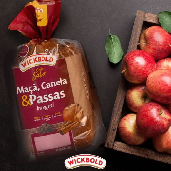Pão de Forma Integral Vegano Wickbold Maçã, Canela & Passas 450g ...
