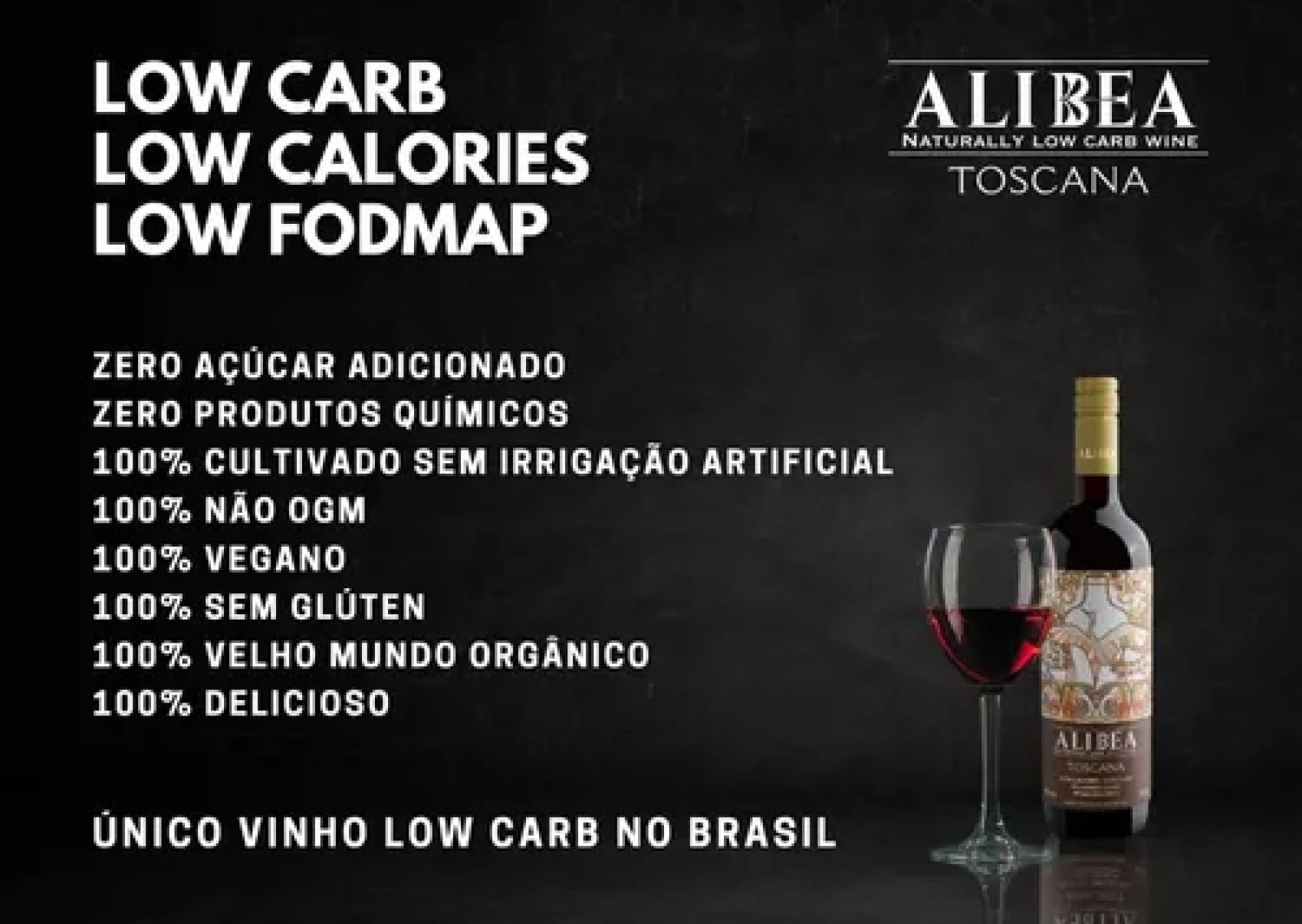 Vinho Tinto Vegano Toscana Low Carb Sem Açúcar Sem Glúten 750ml Alibea ...