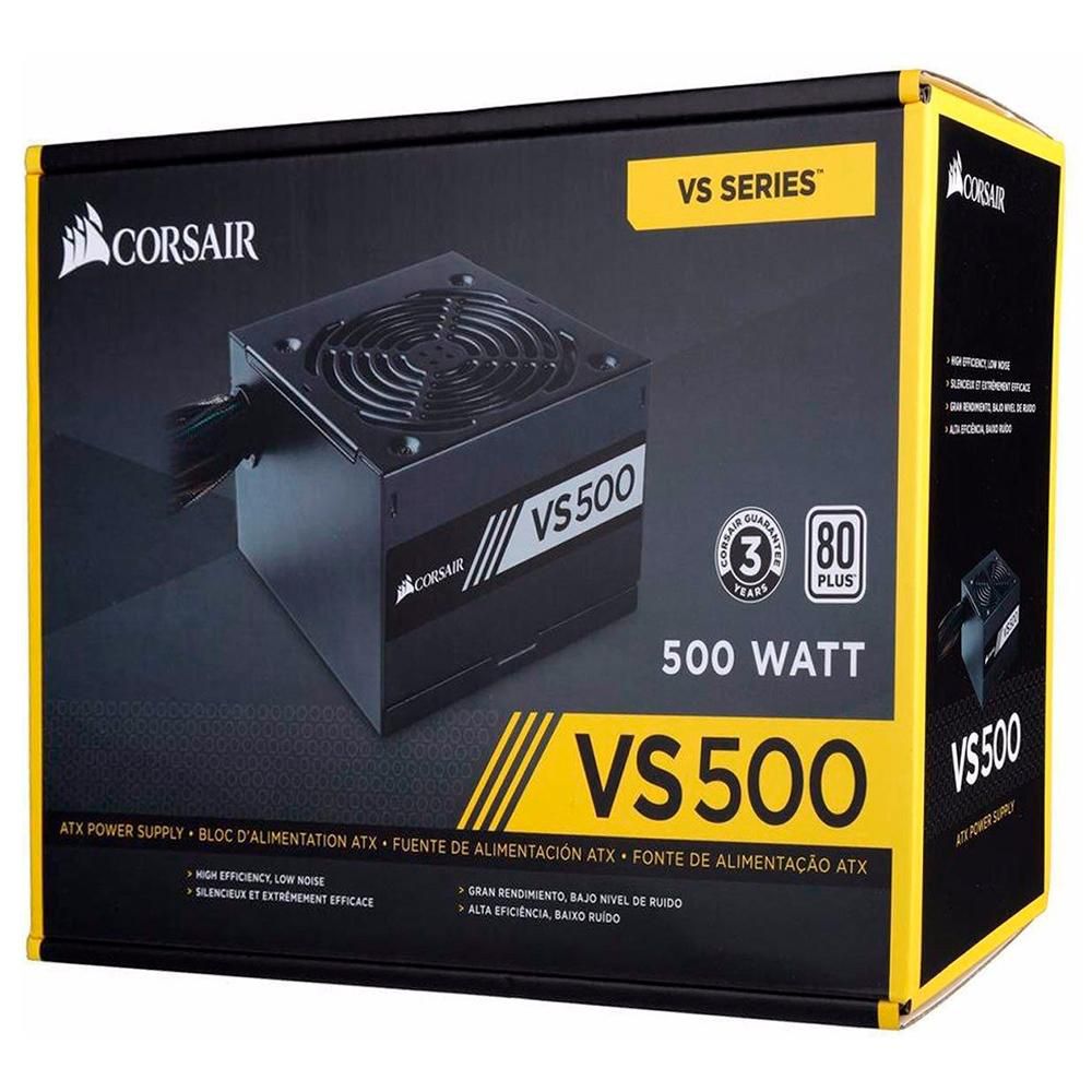 FONTE ATX 500W REAL VS500 80 PLUS WHITE COM CABO DE FORÇA REF.CP ...