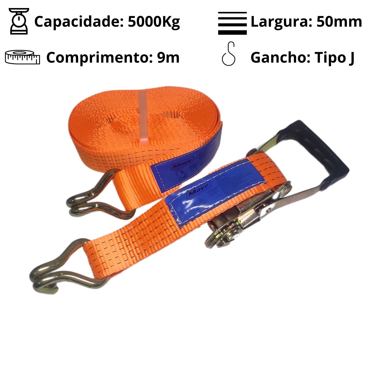 Conjunto Cinta e Catraca 5000Kg 9m Gancho tipo J - Peppeauto | Seguran - www.peppeautopecas.com.br