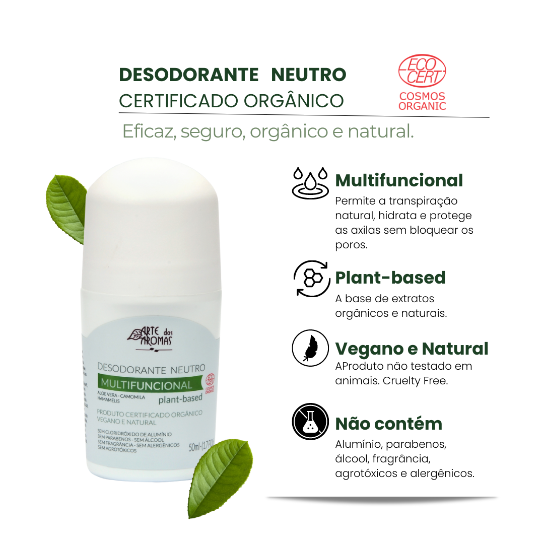 Desodorante Orgânico Neutro Roll On - Arte dos Aromas - Arte dos Aromas ...