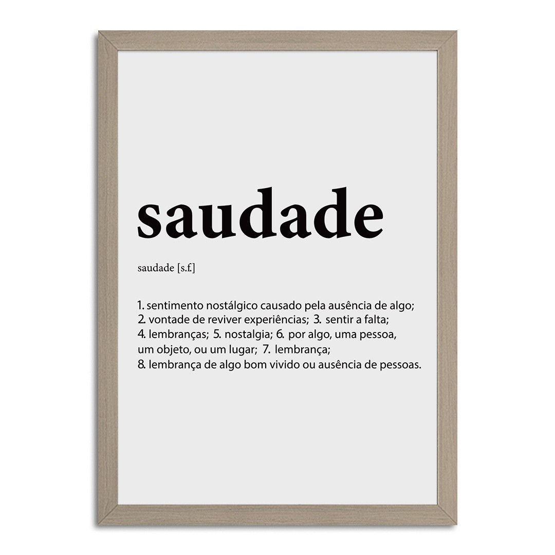 Quadro Decorativo Dicionário Saudade - Sal Grosso Decora