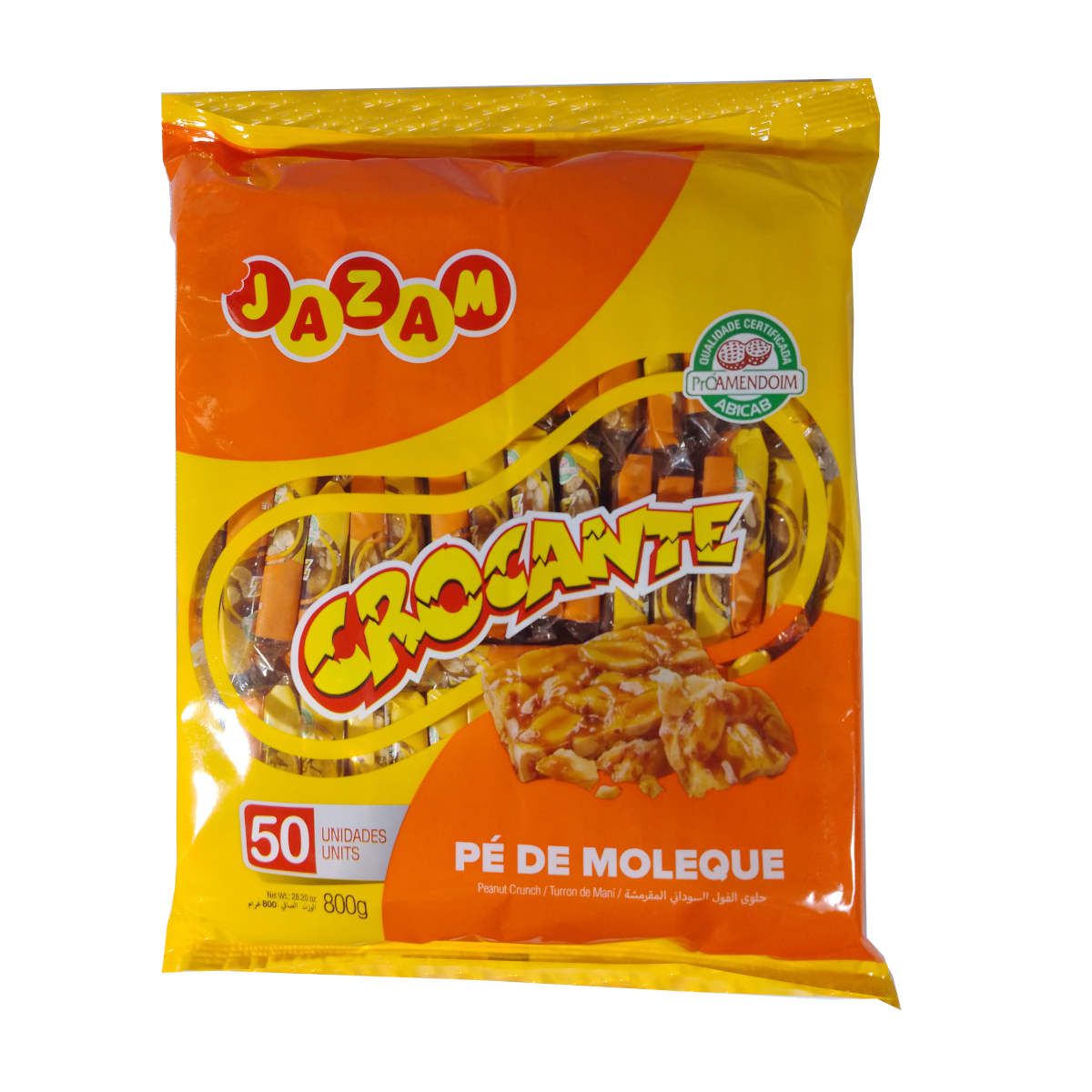 Pé de Moleque, Crocante Flow Pack 750g/50un./15g - Jazam - Os melhores Artigos para sua Casa & Festa