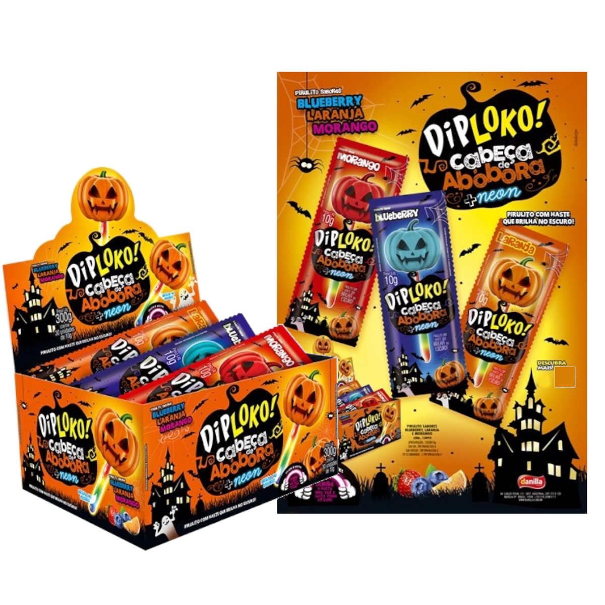 Pirulito Diploko Monsters Neon 300g/288g - Danilla - Os melhores ...
