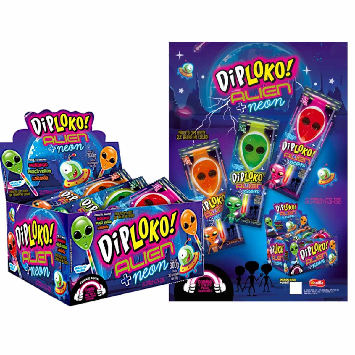 Pirulito Diploko Monsters Neon 300g/288g - Danilla - Os melhores ...