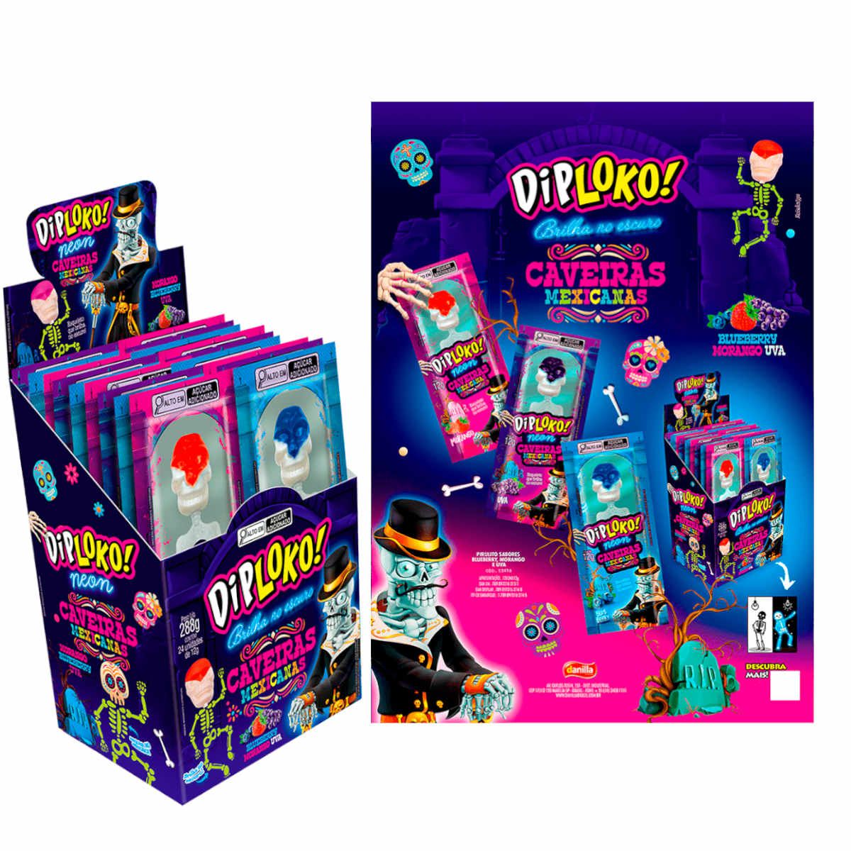 Pirulito Diploko Monsters Neon 300g/288g - Danilla - Os melhores ...