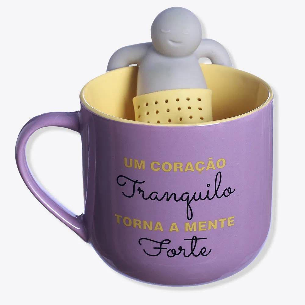 Caneca Com Infusor De Chá Amizade Verdadeira - Zona Criativa - Risca e ...
