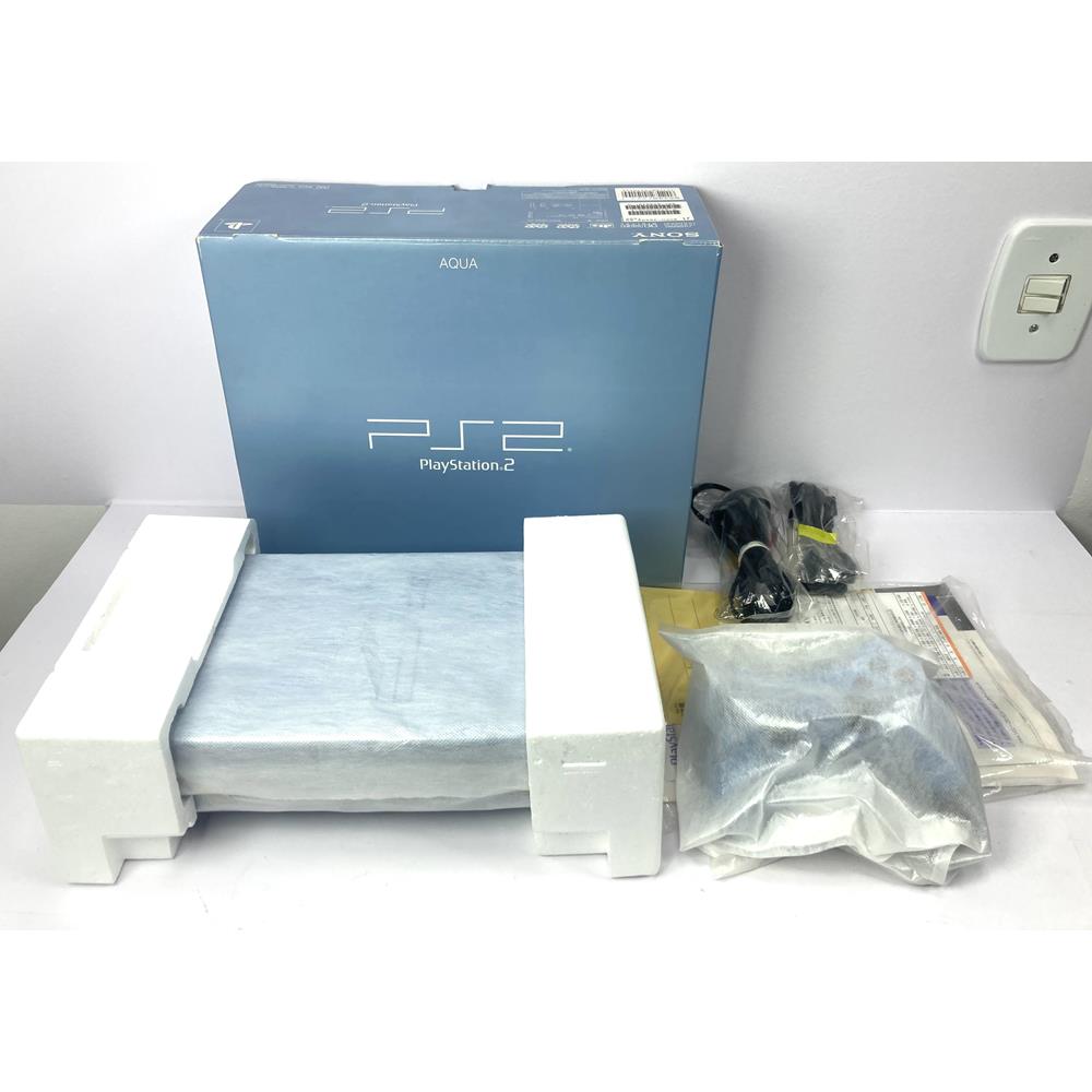 PlayStation 2, Aqua Blue, Na Caixa Seriado, Modelo SCPH 39000, PS2 ...