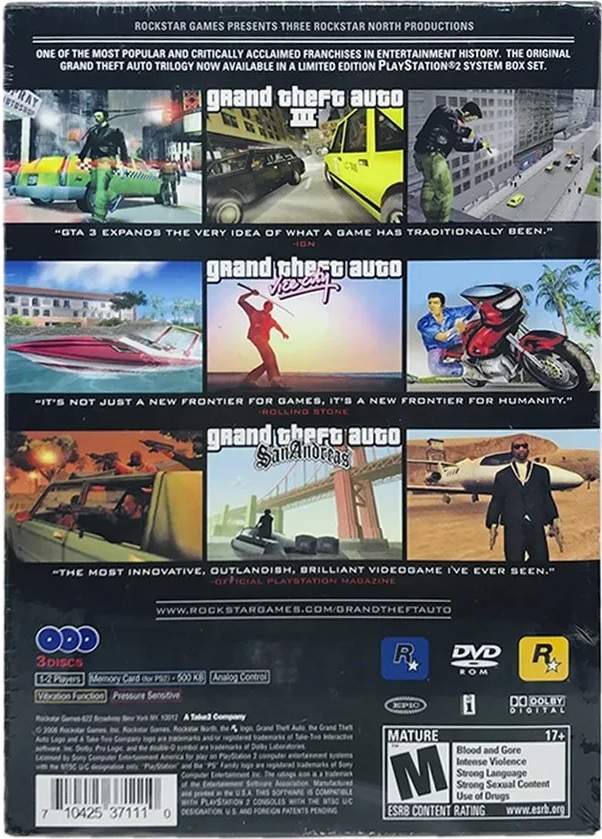 GTA The Trilogy (Grand Theft Auto 3 / San Andreas / Vice City) - PS2 ...