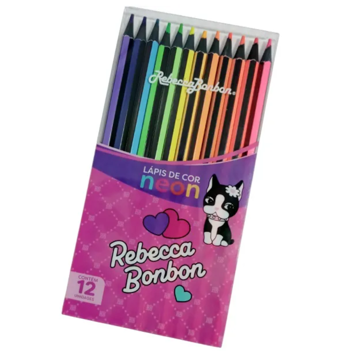 Lápis de Cor Neon com 12 Cores Rebecca Bonbon - Shopel Papelaria