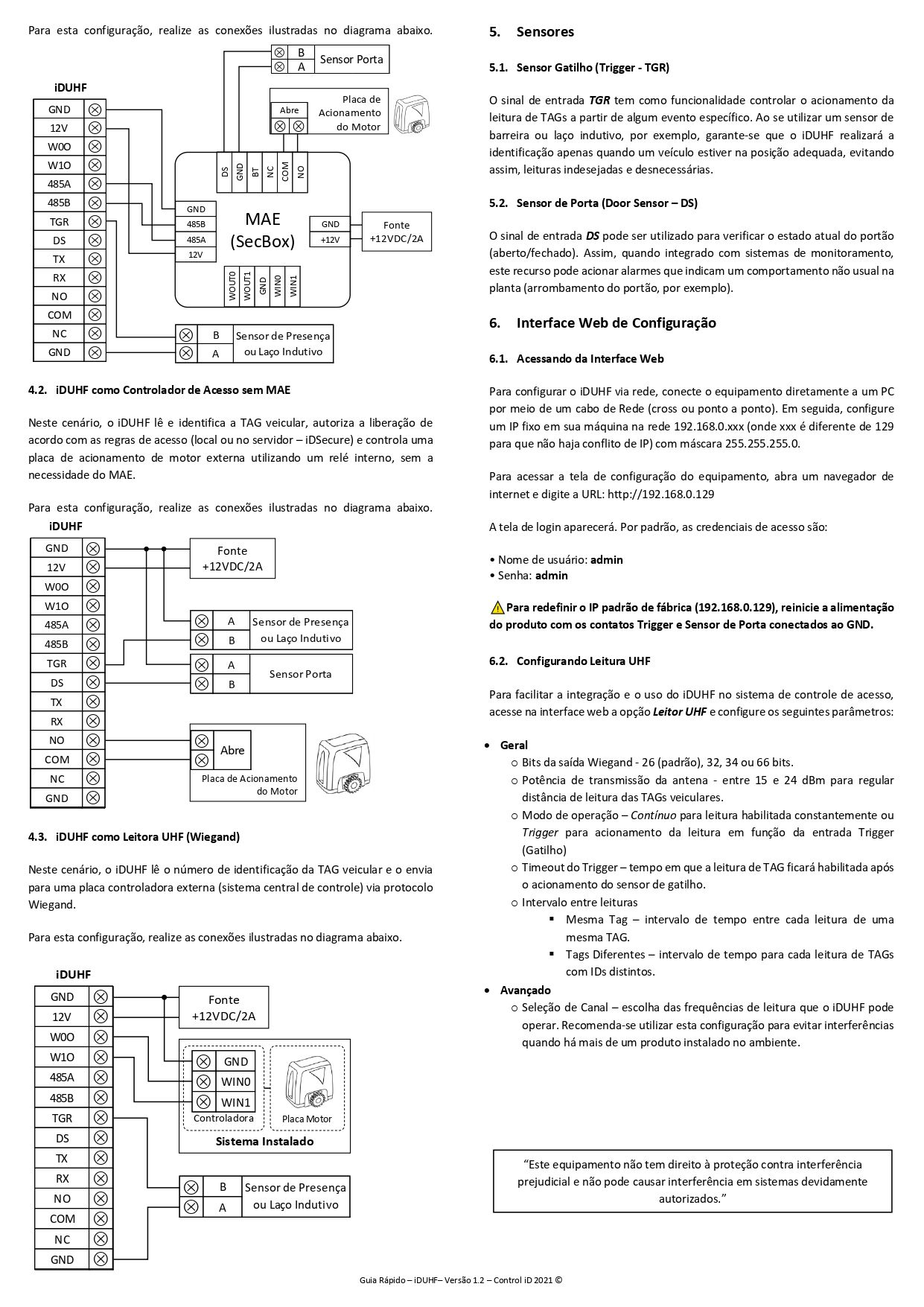 Controlador de Acesso com Leitor UHF iDUHF - Antena Veicular TAG ...