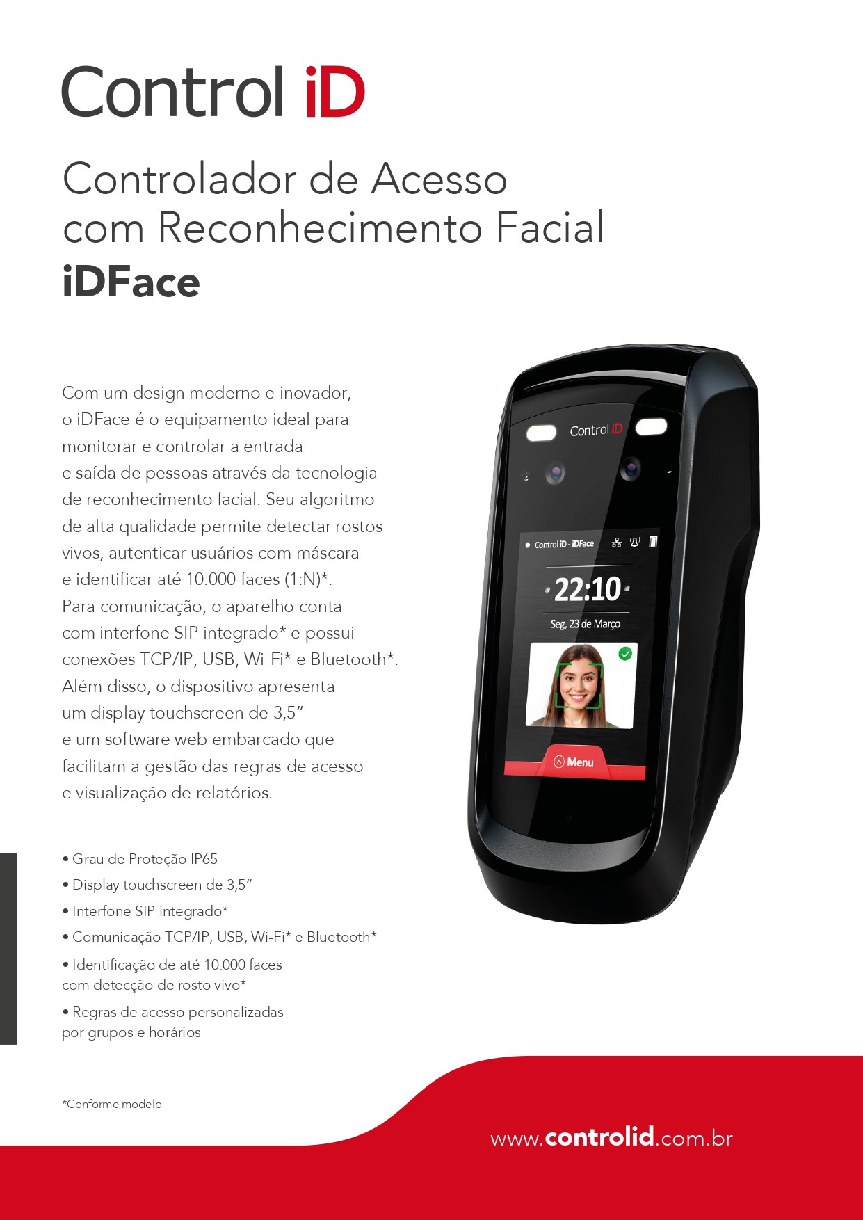 Controle de Acesso Facial iDFace Pro SIP 10.000 Faces - ID2CONTROL ...