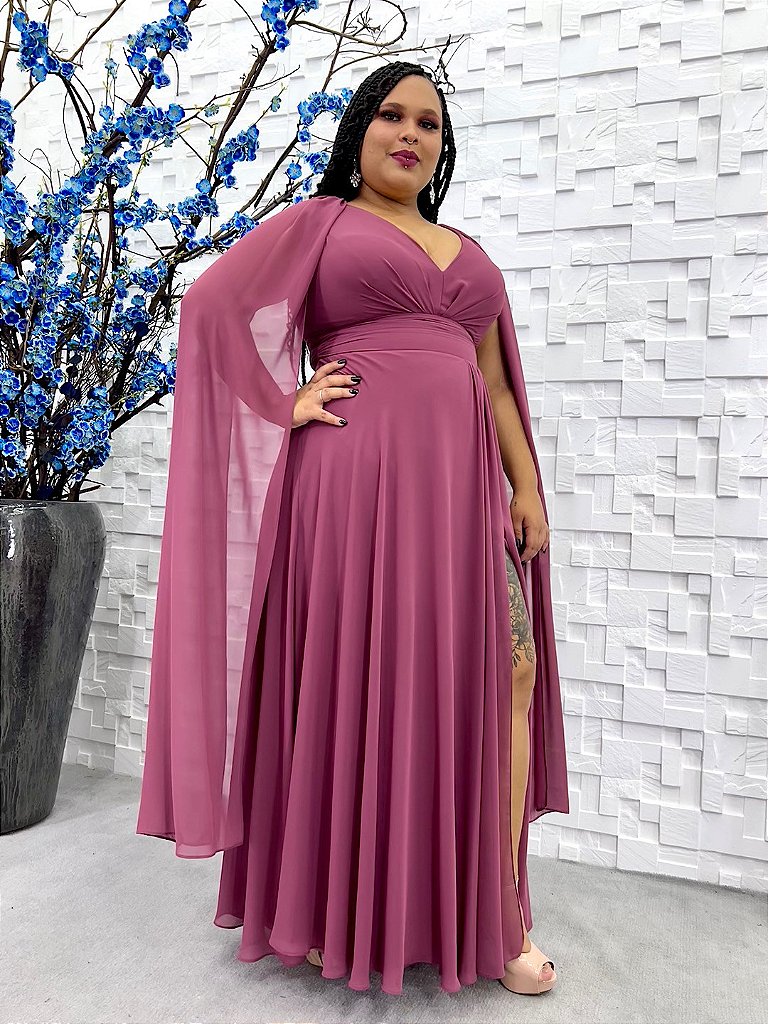 Vestido Susan longo rosa canela - Ostentacione Vestidos