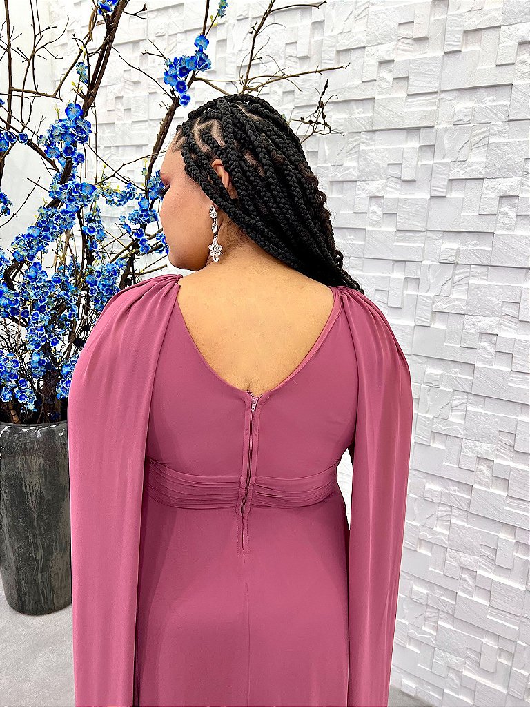 Vestido Susan longo rosa canela - Ostentacione Vestidos