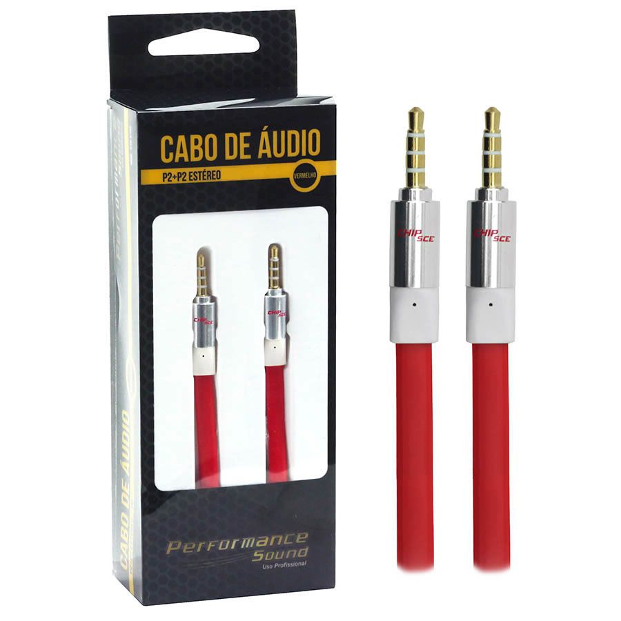 Cabo de Áudio P3 x P3 Flat 2 Metros, Vermelho - Performance Sound ...