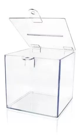 Urna para sorteio em Acrilico Cristal 150 x 200 altura x 3mm ...
