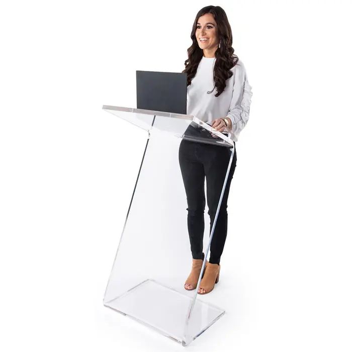 Púlpito em acrílico cristal 500 x 550 x 1100 x 12mm formato em "Z ...