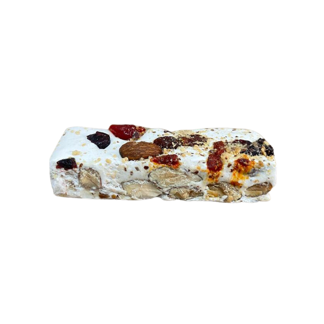 Torrone de Frutas Vermelhas e Amêndoas 50g - torroneriabrasil