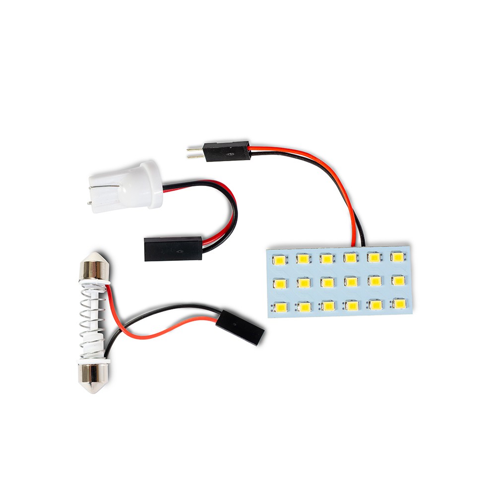 Lâmpada LED interior carro placa 18 LEDs c/ 2 conectores ...
