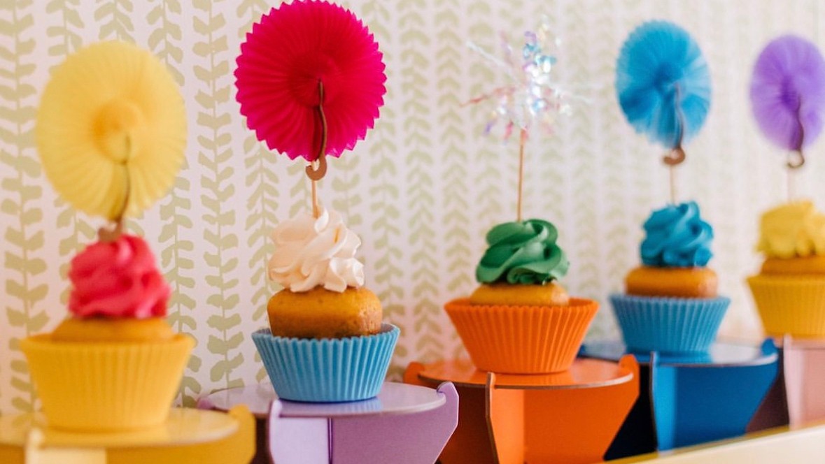 Topo de bolo leque flor - Celebrar Party Shop - artigos para festa