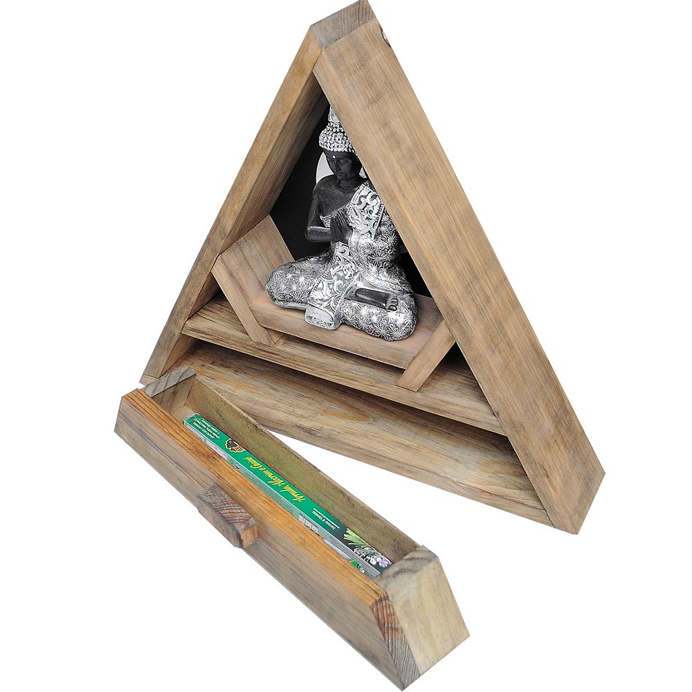 Altar Triangular p/ estátuas, pedras e cristais com gaveta - Zaltana ...